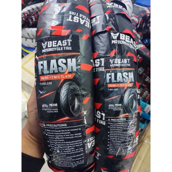 Beast Flash Tire Size 17 70/80 80/80 free 2pito 2sealant set Tubeless ...