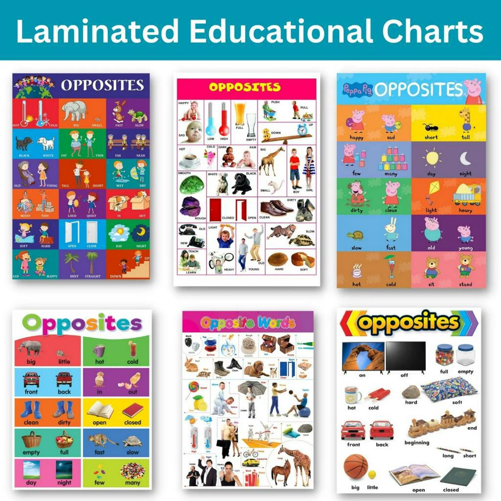 Laminated Opposites Charts, Antonyms Charts for Kids, Learners and ...