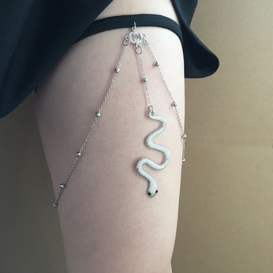 Big Snake Pendants Leg Chain Metal Beaded Chain Thigh Chain For Women ...