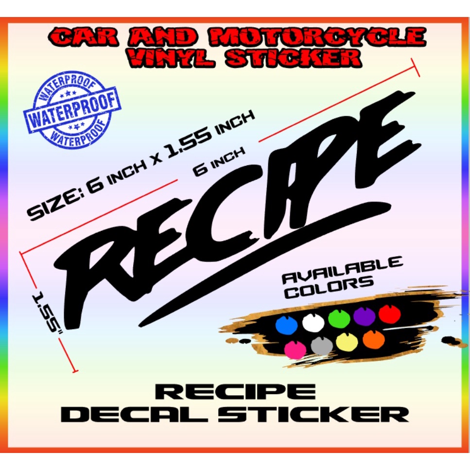 Recipe sticker decals | Shopee Philippines
