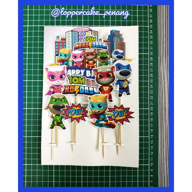 Talking Tom Happy Birthday Decoration Set Cake Topper for Birthday Cake ...