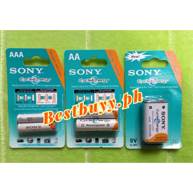 SONY Cycle Energy Rechargeable Battery 9V - AA - AAA | Shopee Philippines