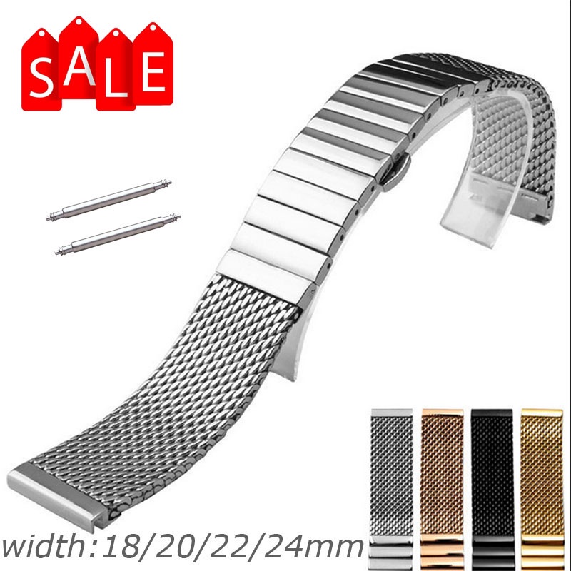 Mesh Link 2in1 Stainless Steel Watch Band 18mm 20mm 22mm 24mm Watch ...