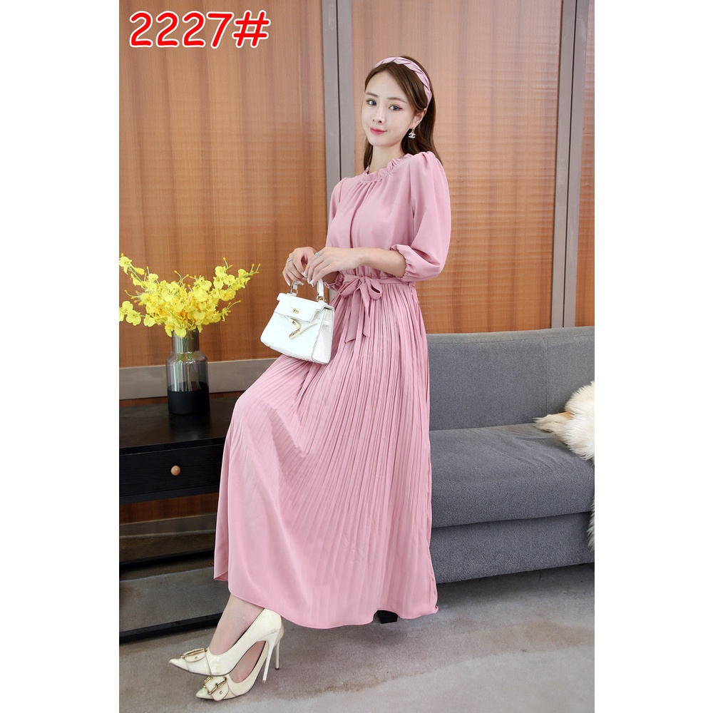 UFW #2227 #2510 Chiffon Muslim Plain Long Dress 3/4 Sleeves | Shopee ...