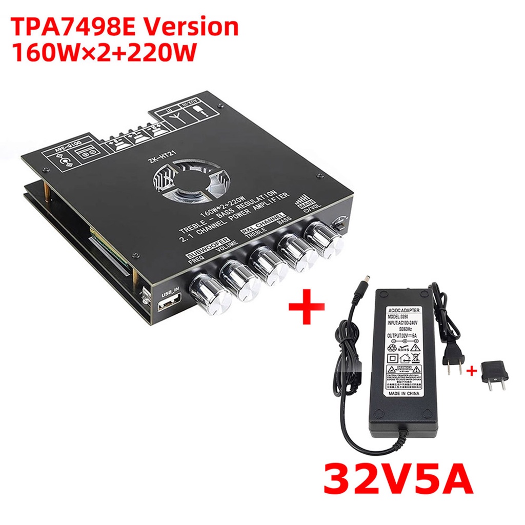 TDA7498E 2*160W+220W Bluetooth Power Amplifier Board 2.1Ch Class D USB Sound Card Subwoofer ...