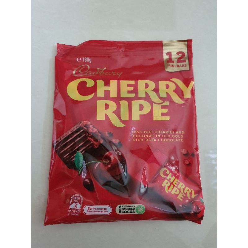 Cadbury Cherry Ripe Contents 12 mini bars 180g ORIGINAL IMPORTED ...
