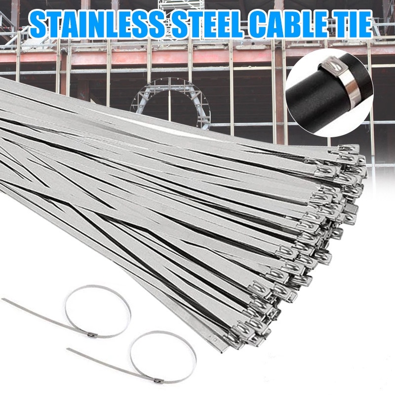 100PCS Multi-Purpose Locking Cable Metal Zip Ties Stainless Steel Self ...