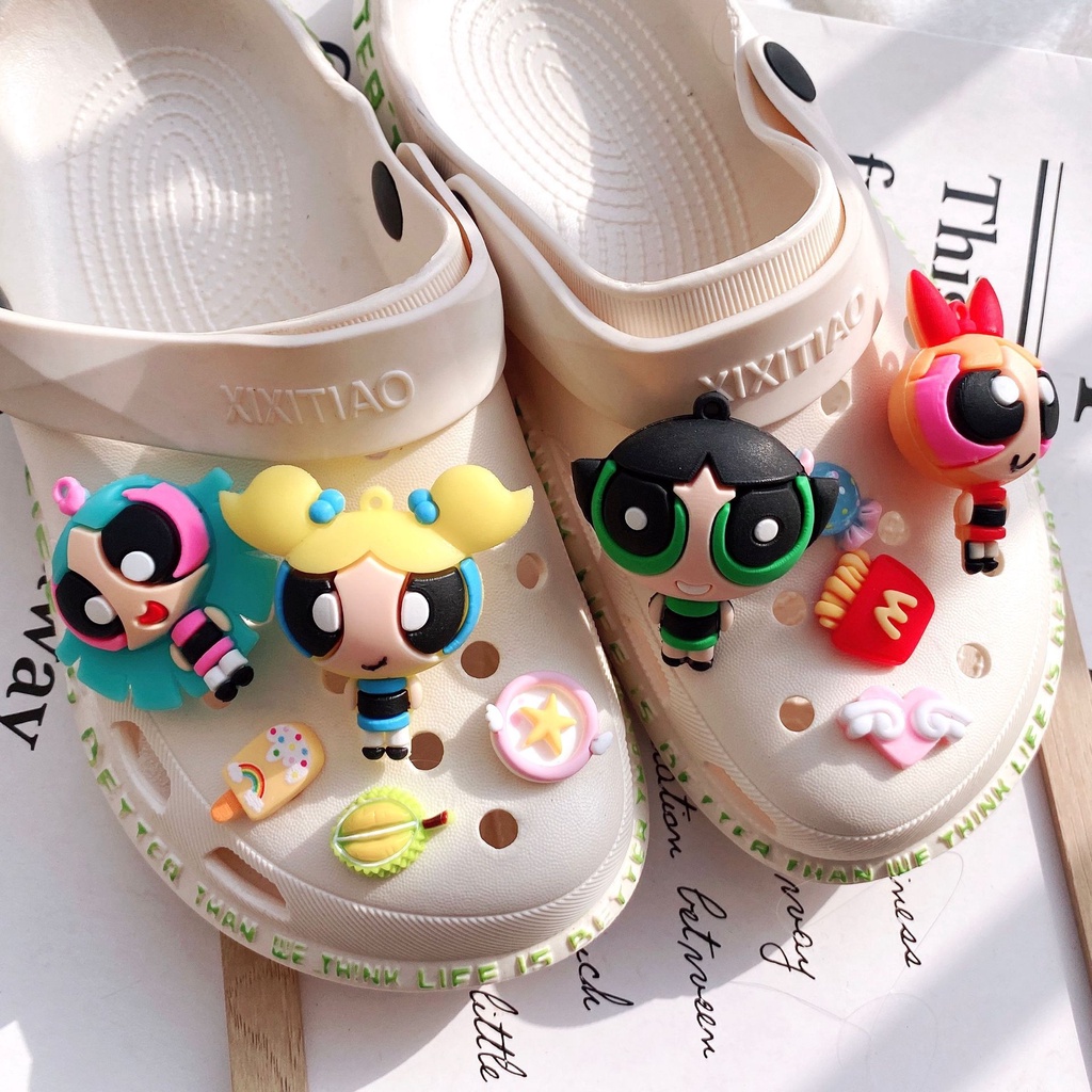 Cartoon Winnie The Pooh Jibitz slippers Set Powerpuff Girls Shoe Charms ...
