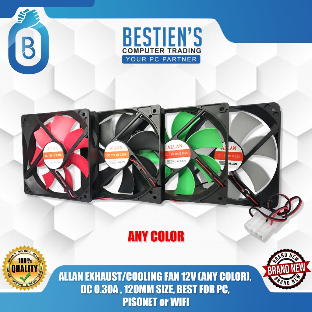 ALLAN EXHAUST/COOLING FAN 12V (ANY COLOR), DC 0.30A , 120MM SIZE, BEST ...