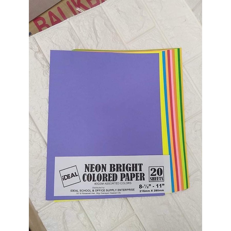 Colored Paper Neon Bright 20’s Sheets Assorted | Shopee Philippines