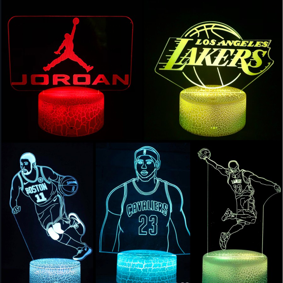 NBA All Star / Basketball Designs Acrylic 3D Illusion LED Night Lamp ...