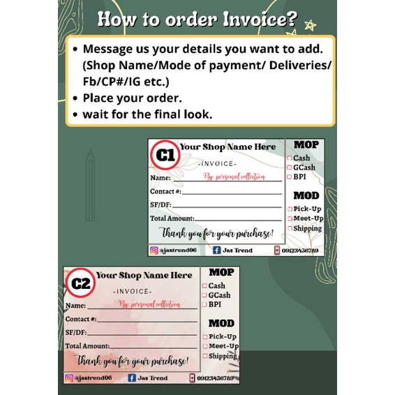 CUSTOMIZED INVOICE SELLER TAG (size:2"×3") PAPER OR STICKER | Shopee ...