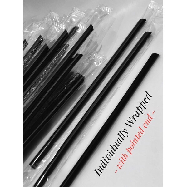 Black Thin Plastic Straw Individually Wrapped 100pcs | Shopee Philippines