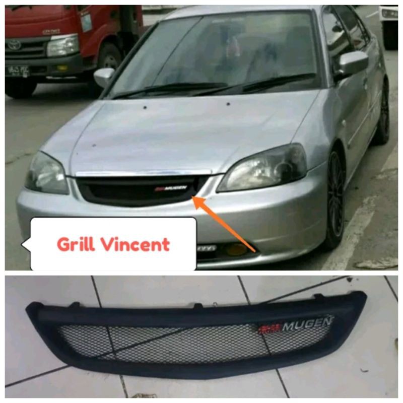 Grill Honda Civic Es Vti vtis 2001 2002 2003 Plus MUGEN Emblem | Shopee ...