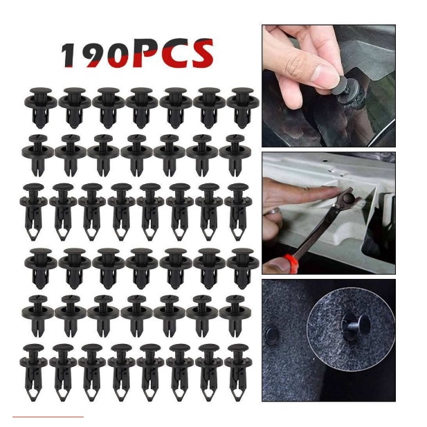 190PCS Auto Car Plastic Rivet Fasteners Push Pin Trim Bumper Fender ...