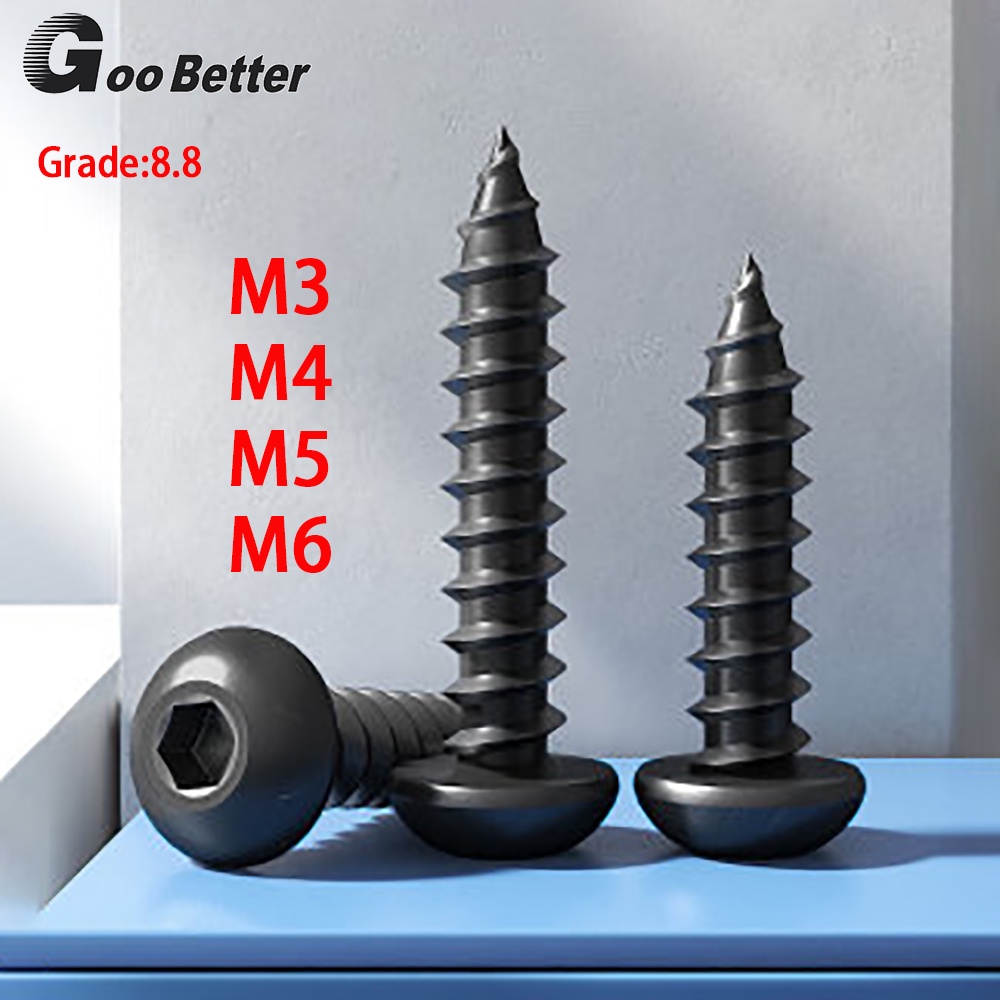 M3 M4 M5 M6 Black Button Head Allen Hex Self Tapping Screw Round Pan ...