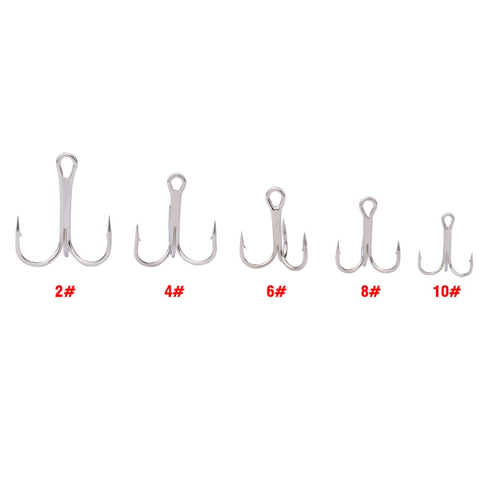 50pcs/Pack Stainless Steel Fishing Treble Hook Black Sharp Triple Hooks ...