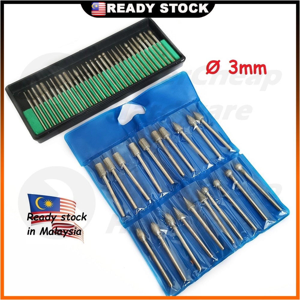 3mm Diamond Burr Grinding Head Grinder Burr Abrasive Polishing Porting ...