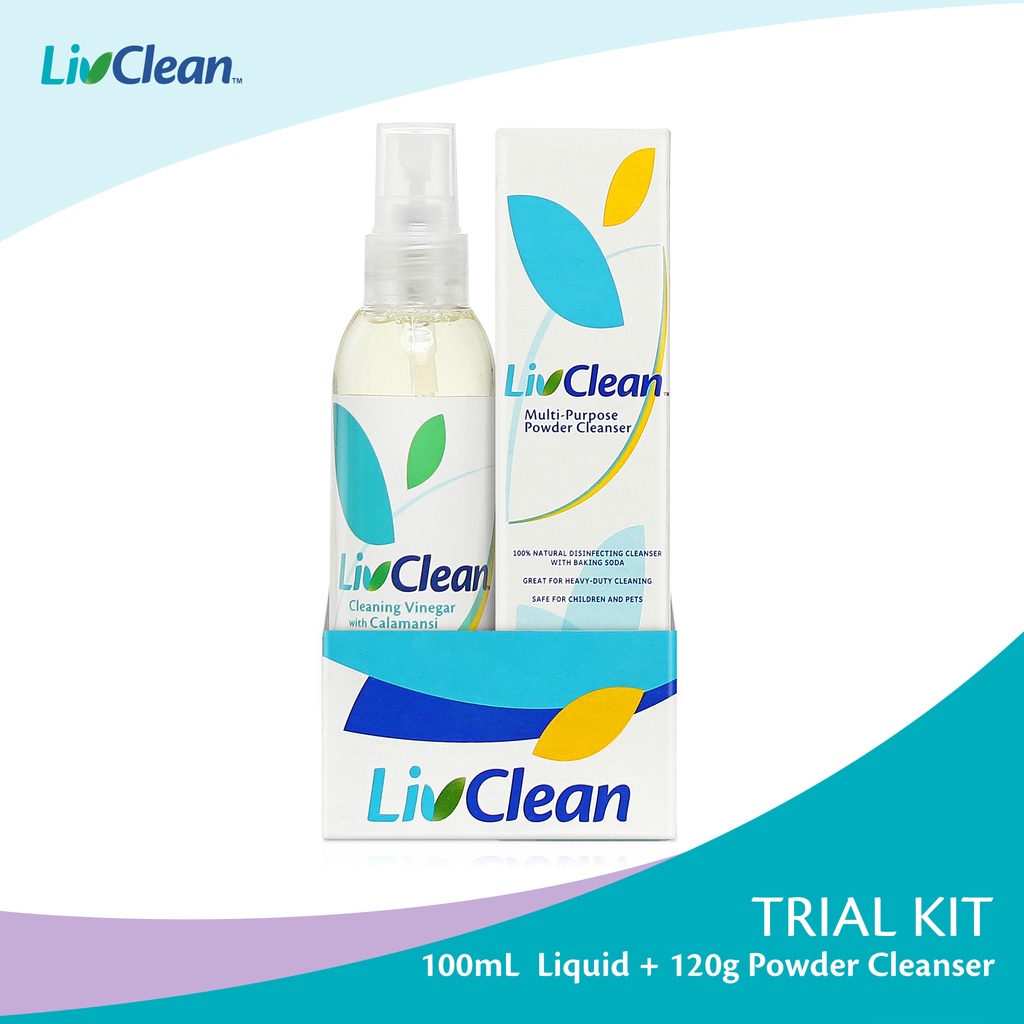 LivClean Trial Kit (Multi-Purpose Cleanser 120grams + Cleaning Vinegar with Calamansi 100mL ...
