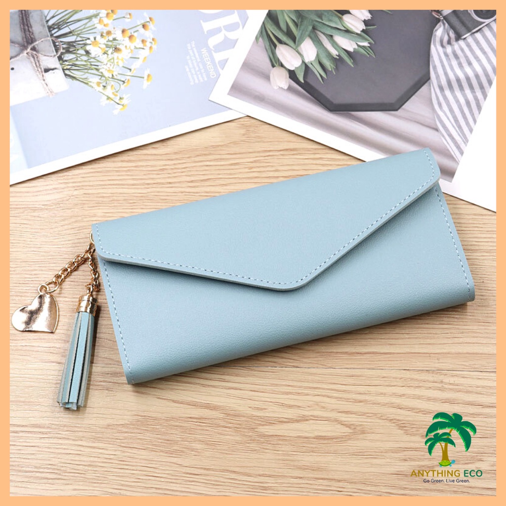 Customized BIG Korean Leather Pastel Wallet with Tassel ( Purse Wallet ...
