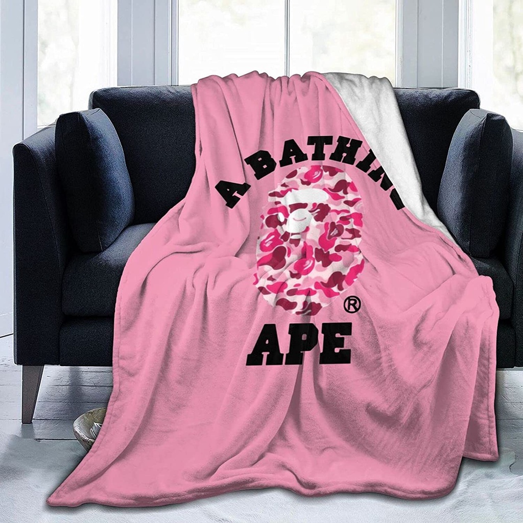 Super Soft Fleece Blanket Bape Pink Logo Bed Couch And Living Room ...