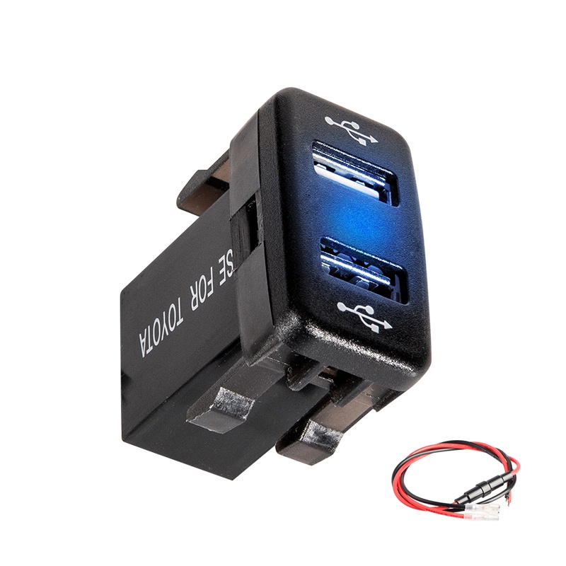 Dual USB Interior port plug Car Socket Charger 12-24V LED Car ...