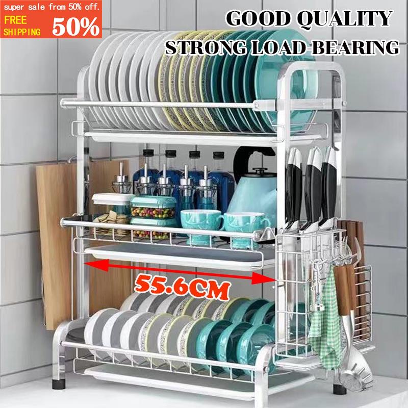 GSlife 2/3 Layers Dish Rack Stainless Steel Dish Drainer Rack Kitchen ...