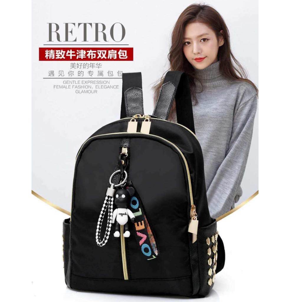 Korean Back Pack Waterproof w/ Free KeyChain Bag | Shopee Philippines