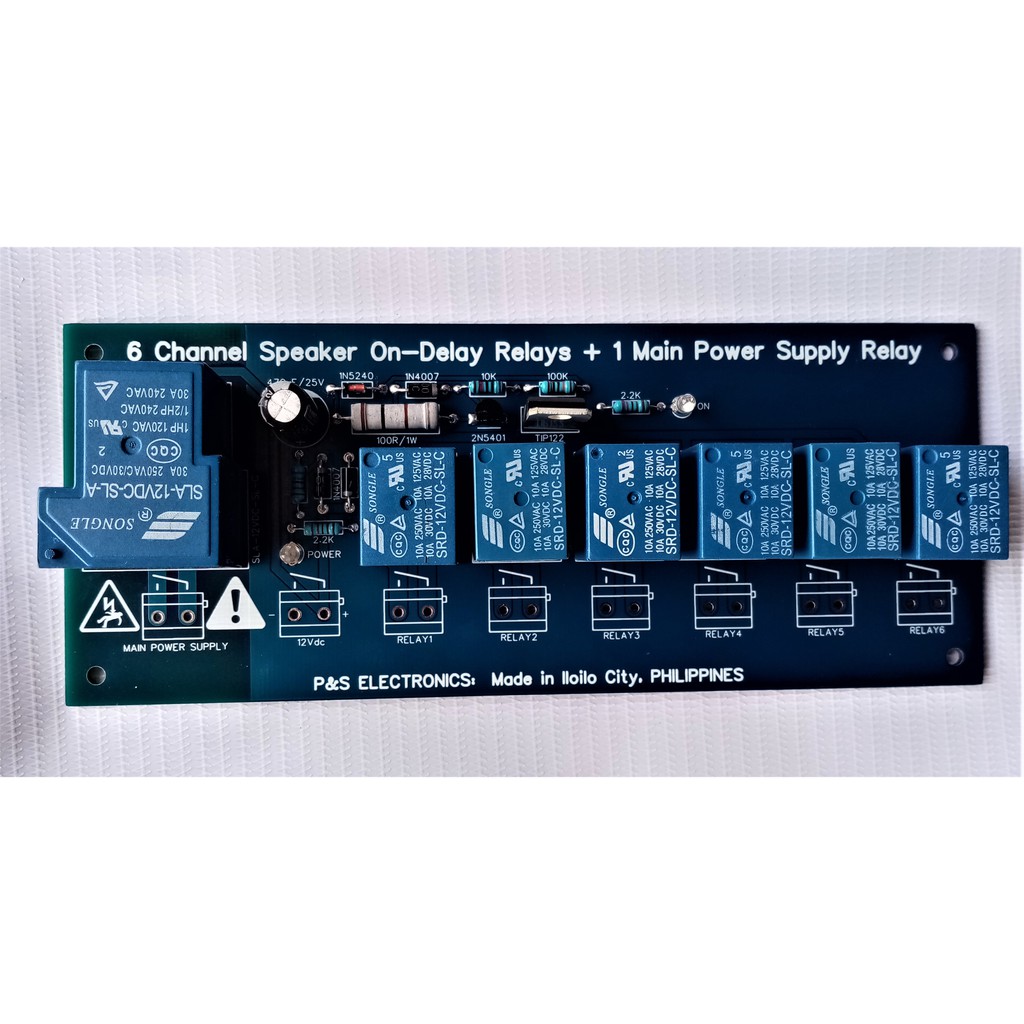 Speaker On-Delay Relay 6Channel + Main Power Supply Relay 12Vdc ...
