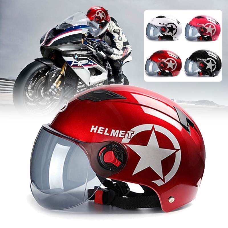 Star Logo Adult Unisex Motorcycle Helmet Bike Helmets Half Face Motor ...