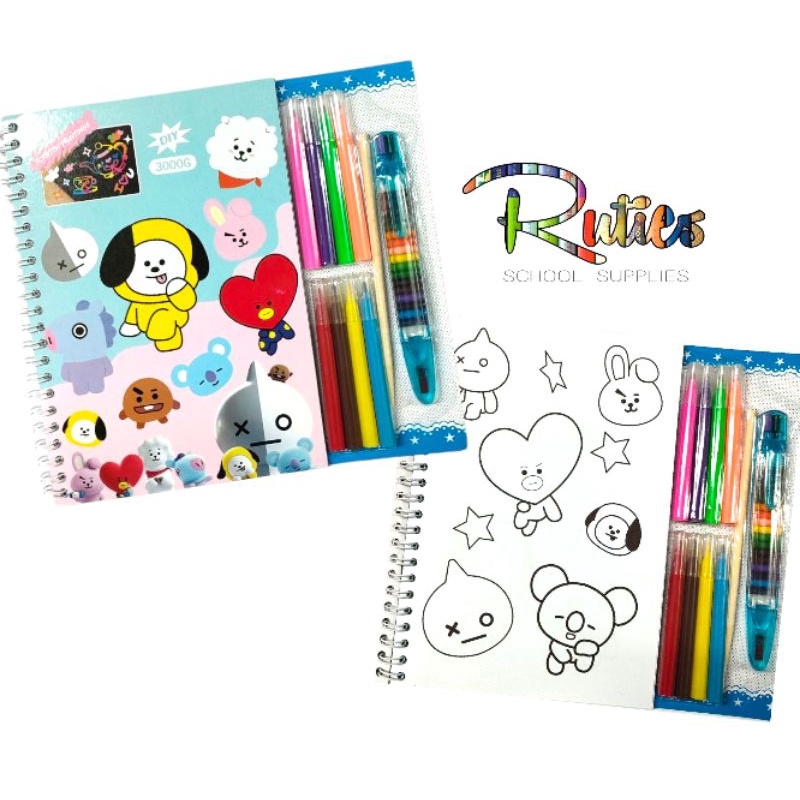 BT21 BTS KOREAN DIY SCRATCH PAINTING COLOR AND DRAWING BOOK | Shopee ...