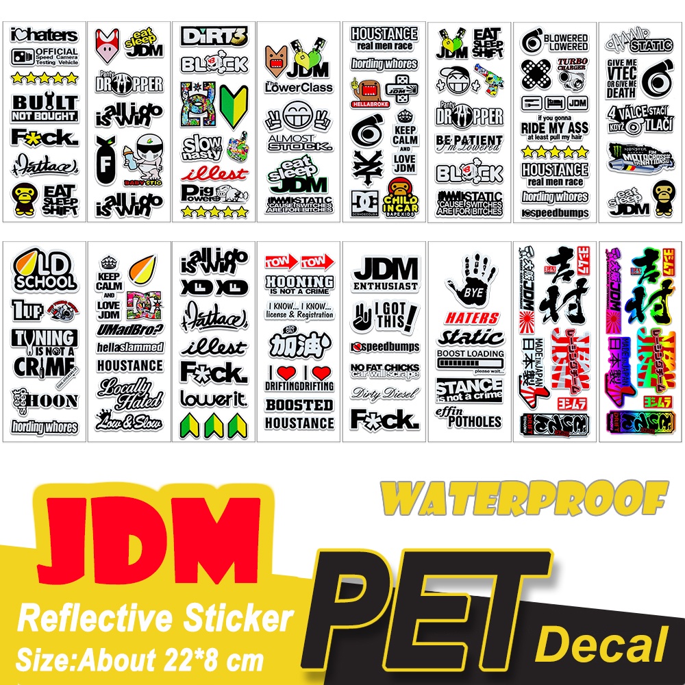 JDM 3M Reflective Car Emblem Logo Sticker Motorcycle Side Waterproof ...