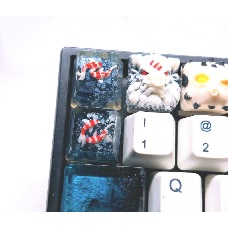 Koi fish resin Keycap (koi stick) black and gray tone decorates gaming ...