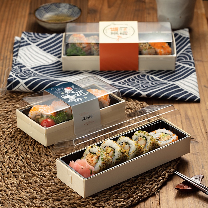 NS* Premium Wooden Sushi Bento Box Takeaway Disposable Sushi Set Box ...
