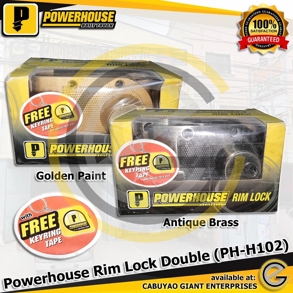 Powerhouse Rim Deadlock Double (PH-H102) [ Antique Brass | Golden Paint ...