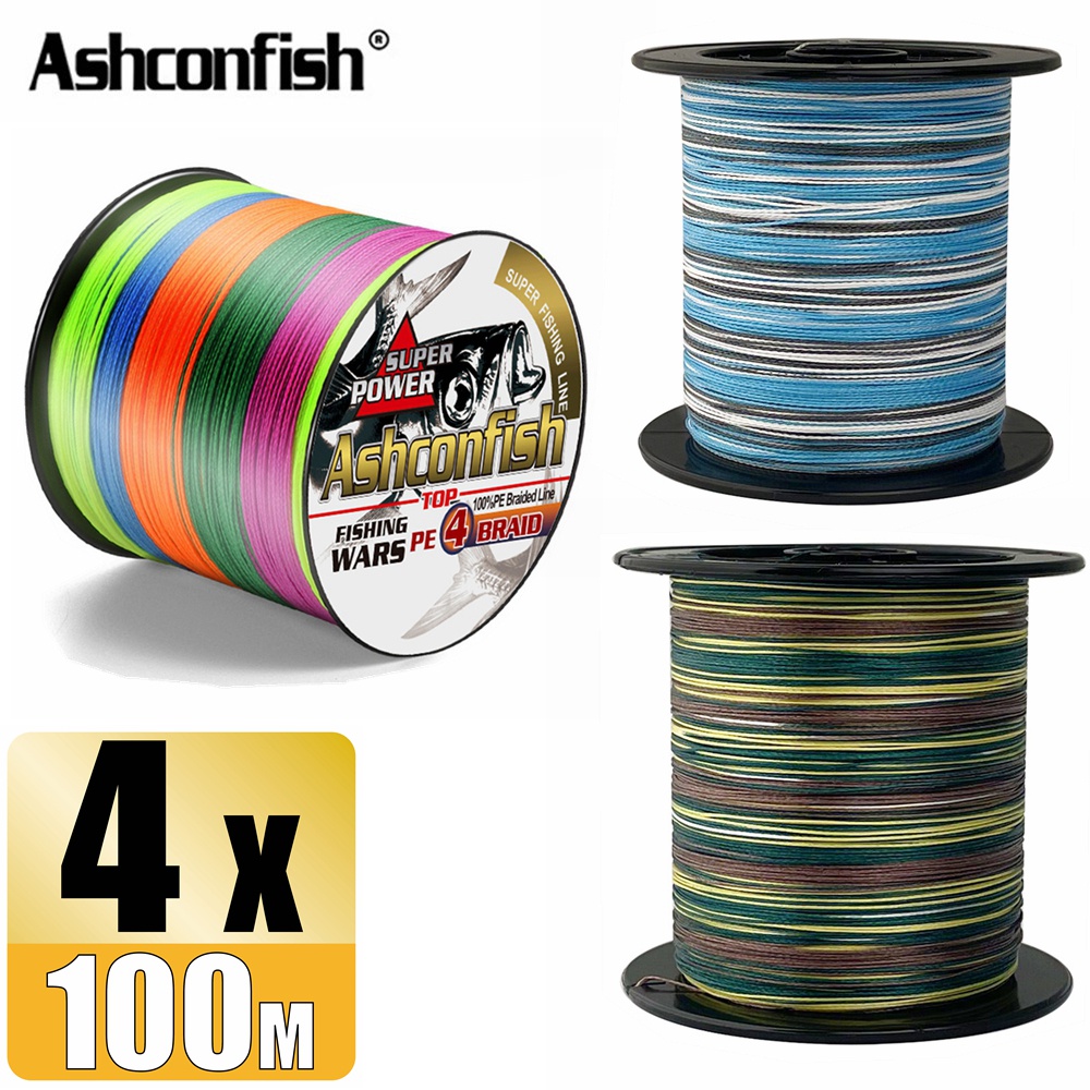 Ashconfish 100M 4 Strands Braided Fishing Line 6-100LB PE Lines ...