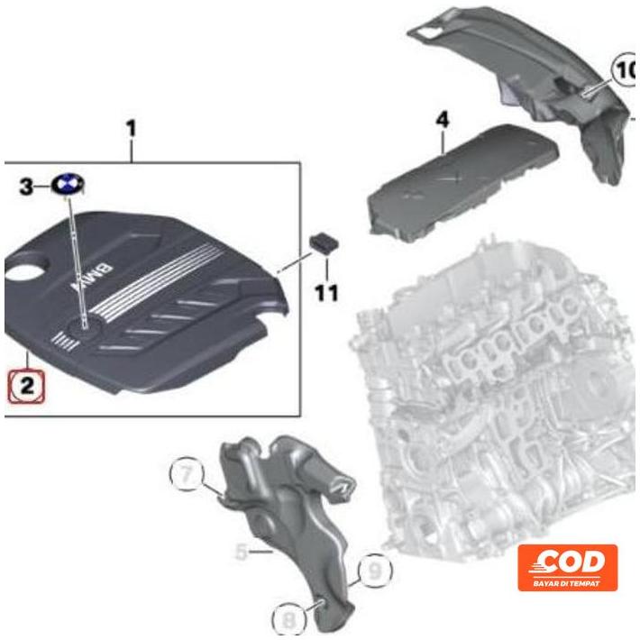 MESIN Original Bmw F30 320D Engine Cover Rubber Mounting Engine Code ...
