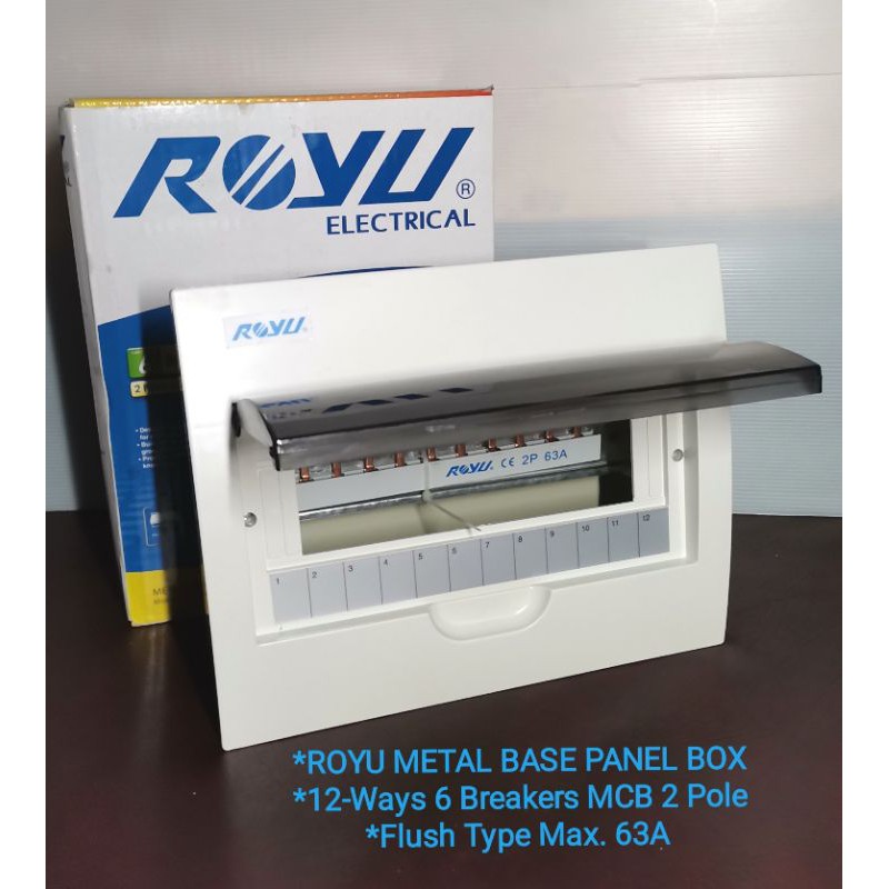 Royu 12 Way / 12 Pole MCB Distribution Panel Box Metal Back Case Flush ...