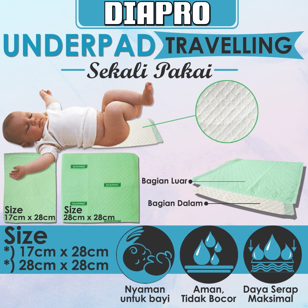 Diapro UNDERPAD VALUE - Disposable Travel Wetting Treatment 17cm x 28cm ...