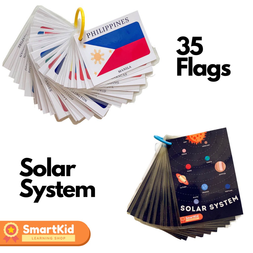 [2 Sets Bundle] 35 Flags Countries with Capital + Solar System Planet ...