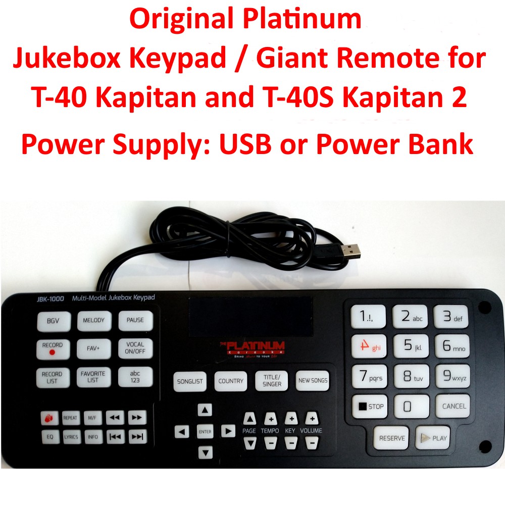 Original Platinum Jukebox Keypad for Platinum T-40+ Kapitan, T-40S ...