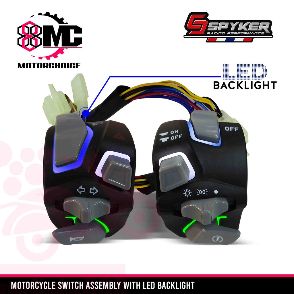 SPYKER Universal Thai Switch With RGB Lights Motorcycle Handle Switch ...