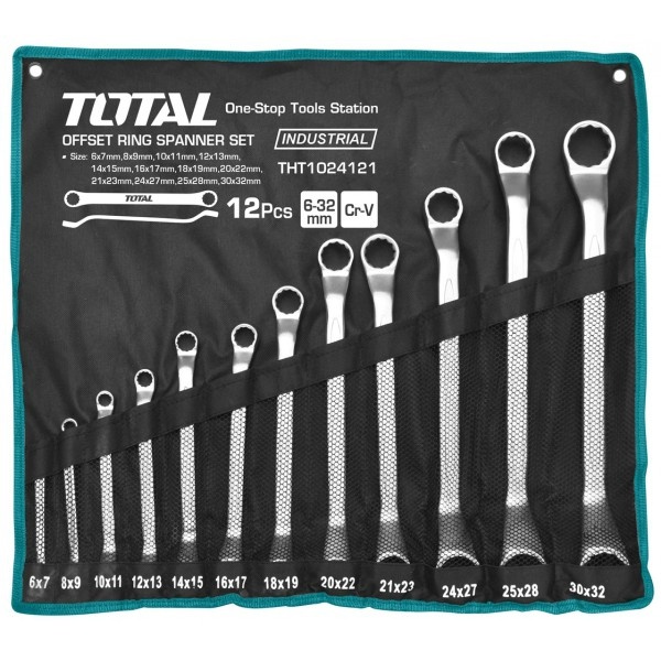 TOTAL Tools Offset Ring Spanner Set 12pcs. 6-32mm | Shopee Philippines