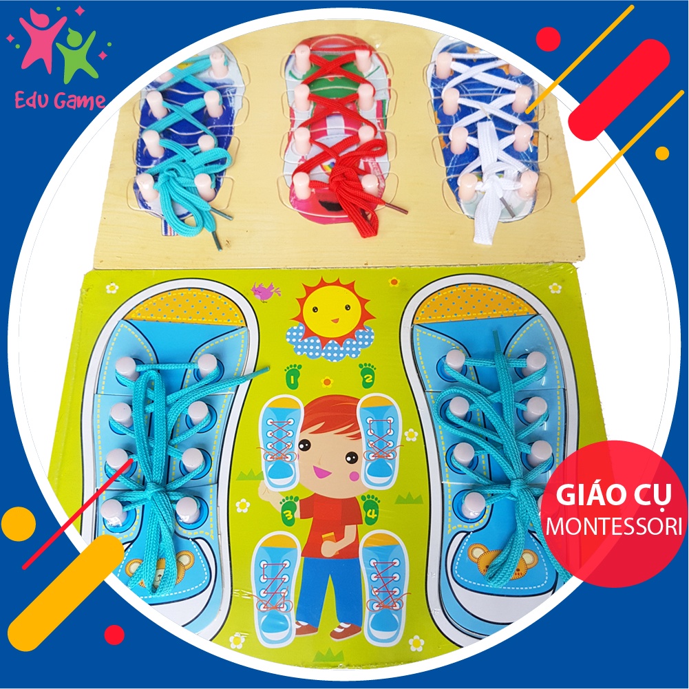 Shoe lace training board combined with wooden shoe puzzle size 30cm ...