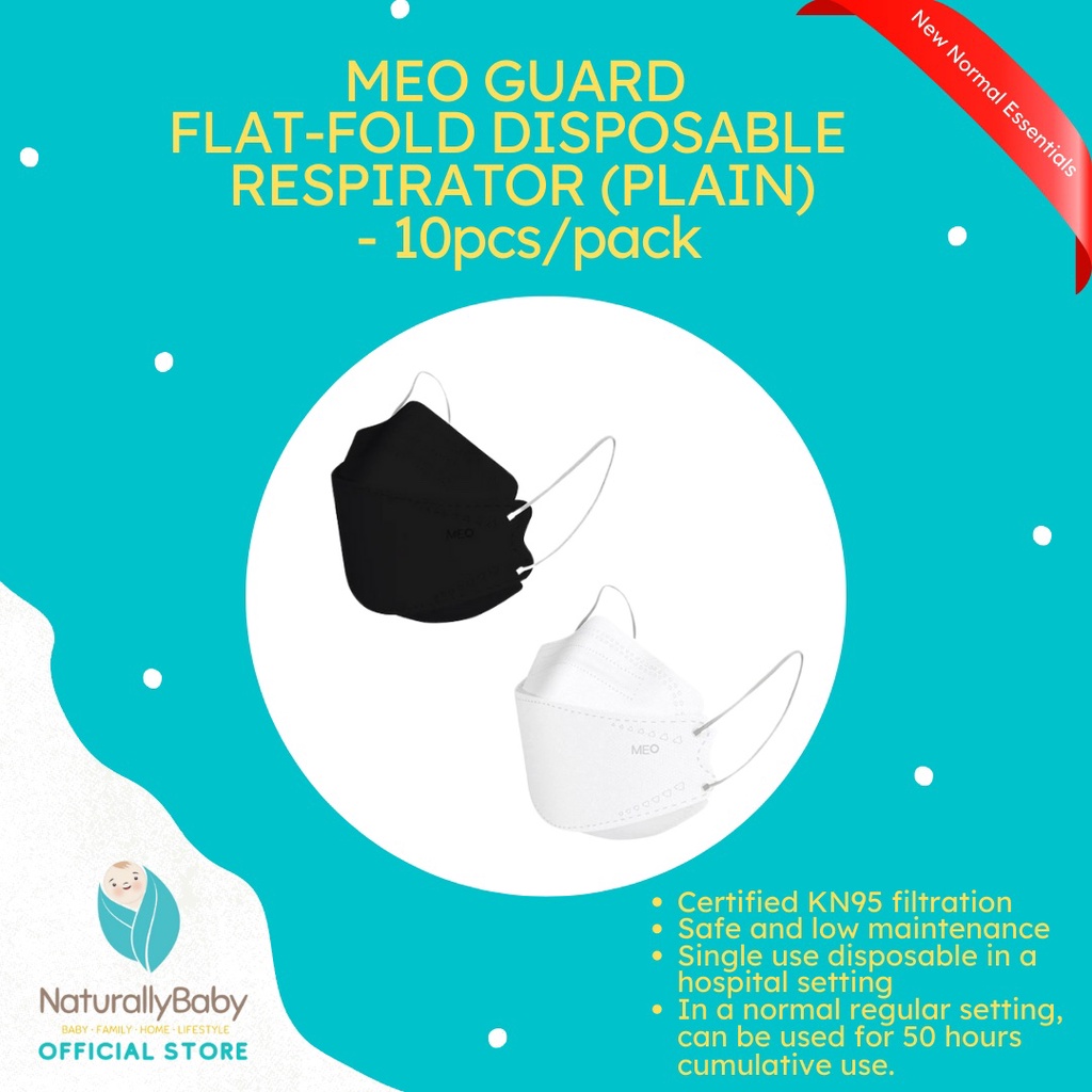 Meo Guard Flat-fold Disposable Respirator - Plain (10pcs/pack) | Shopee ...