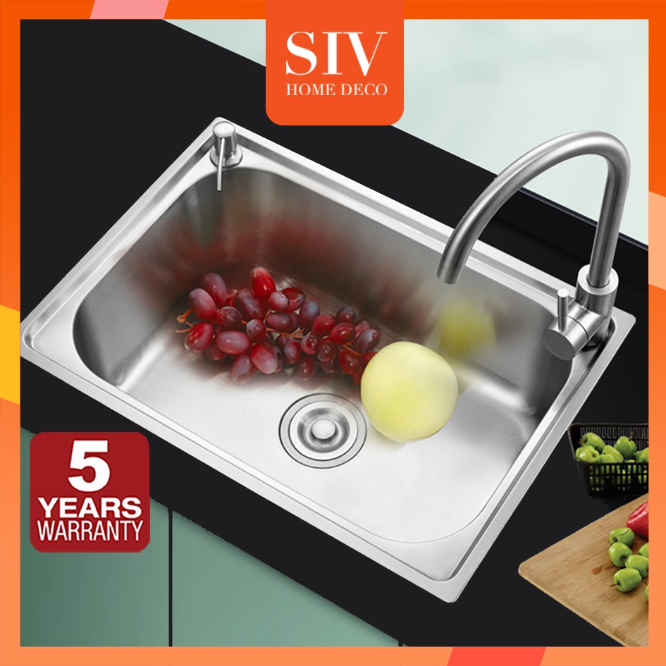 Siv Single Stainless Steel Kitchen Sink, Heavy-Duty & Durable | Shopee ...