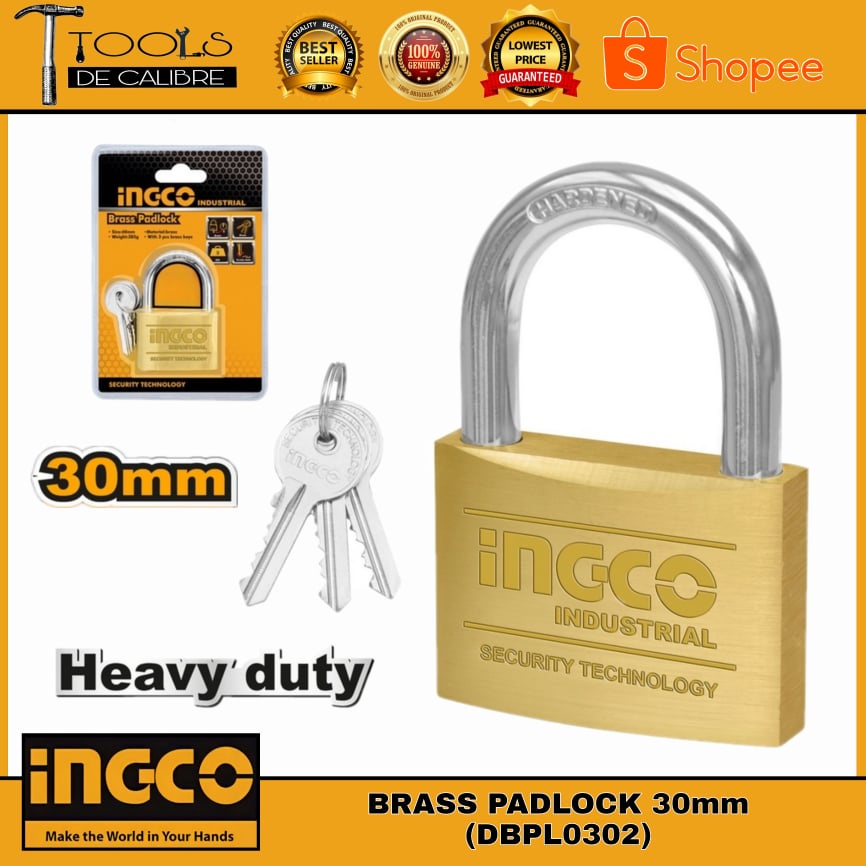 INGCO Brass Padlock 30mm (DBPL0302) | Shopee Philippines