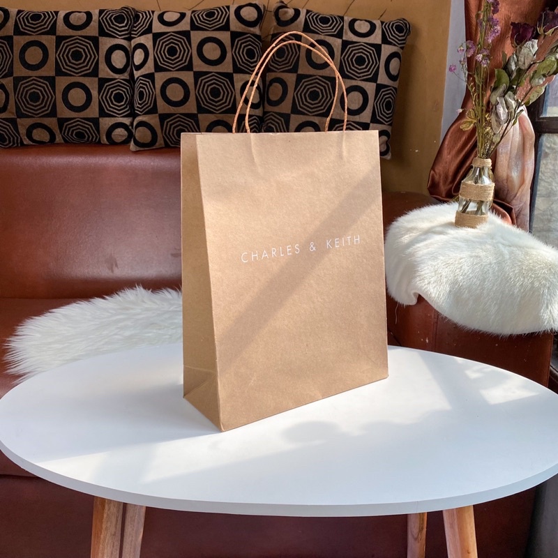 Paperbag Charles & Keith Brown 25x10x32 cm Kraft Shopping Bag Paper Bag ...