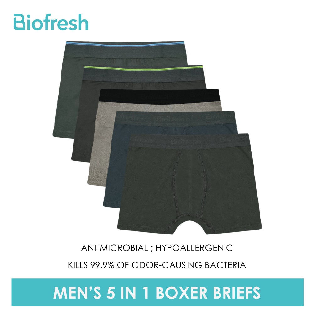 Biofresh Men’s Cotton Breathable Boxer Brief 5 pieces in 1 pack OUMBBG1 ...