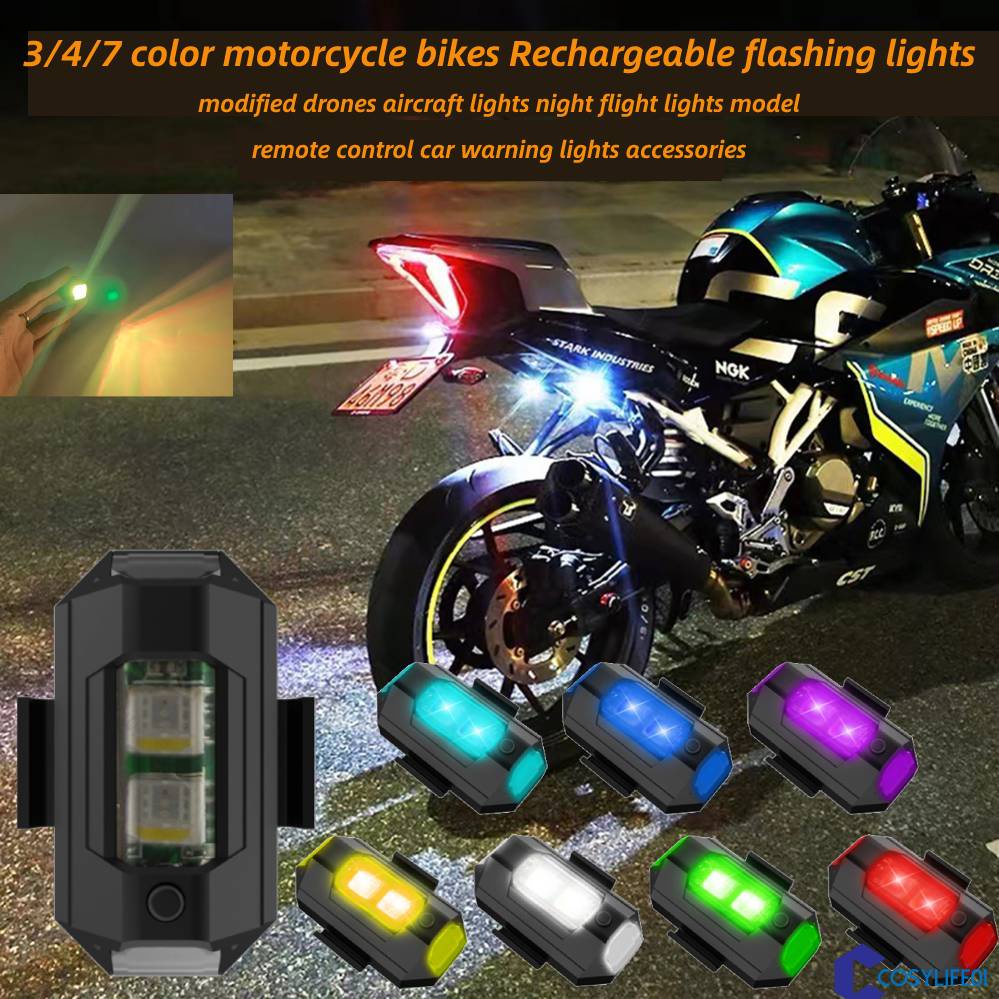 【Ready Stock 3/4/7 color】 motorcycle bikes Rechargeable flashing lights modified drones aircraft ...